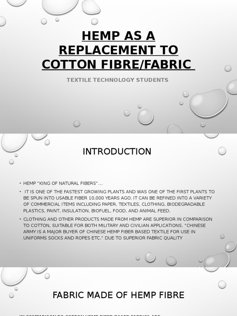 Hemp As A Replacement To Cotton Fibre | PDF | Hemp | Textiles