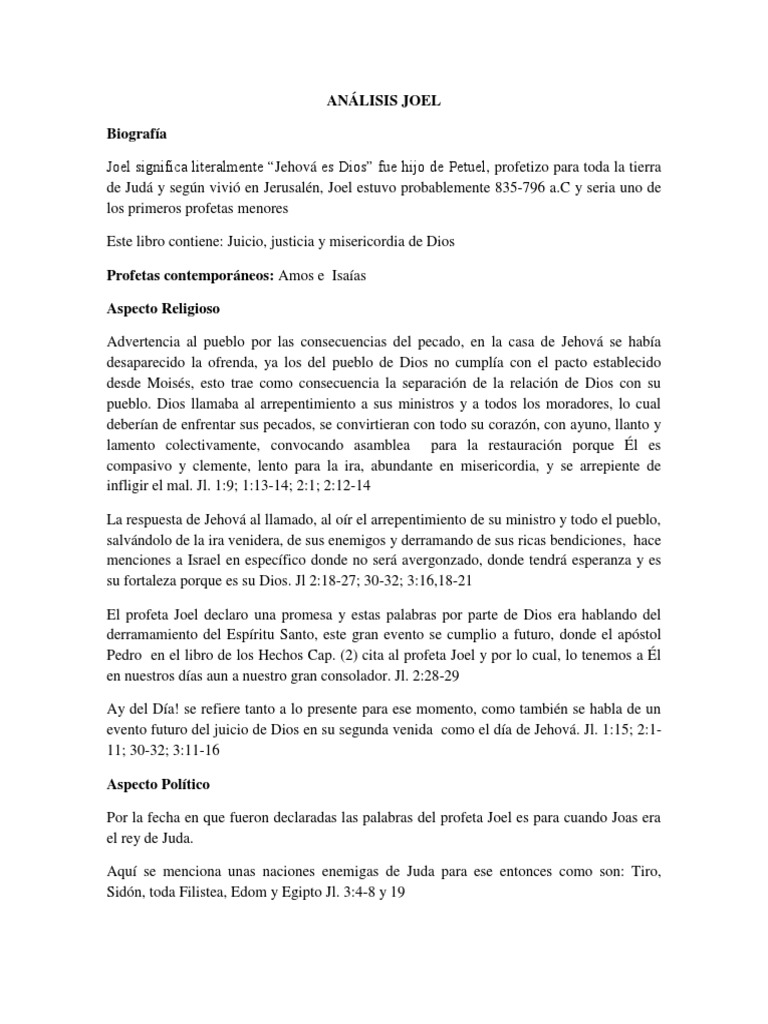 Analisis Joel | PDF | Profeta | Biblia