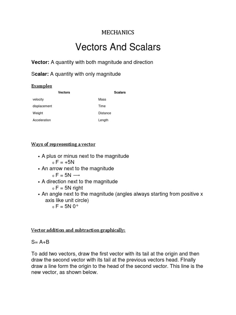 Vectors and Scalars: Mechanics | PDF | Force | Euclidean Vector
