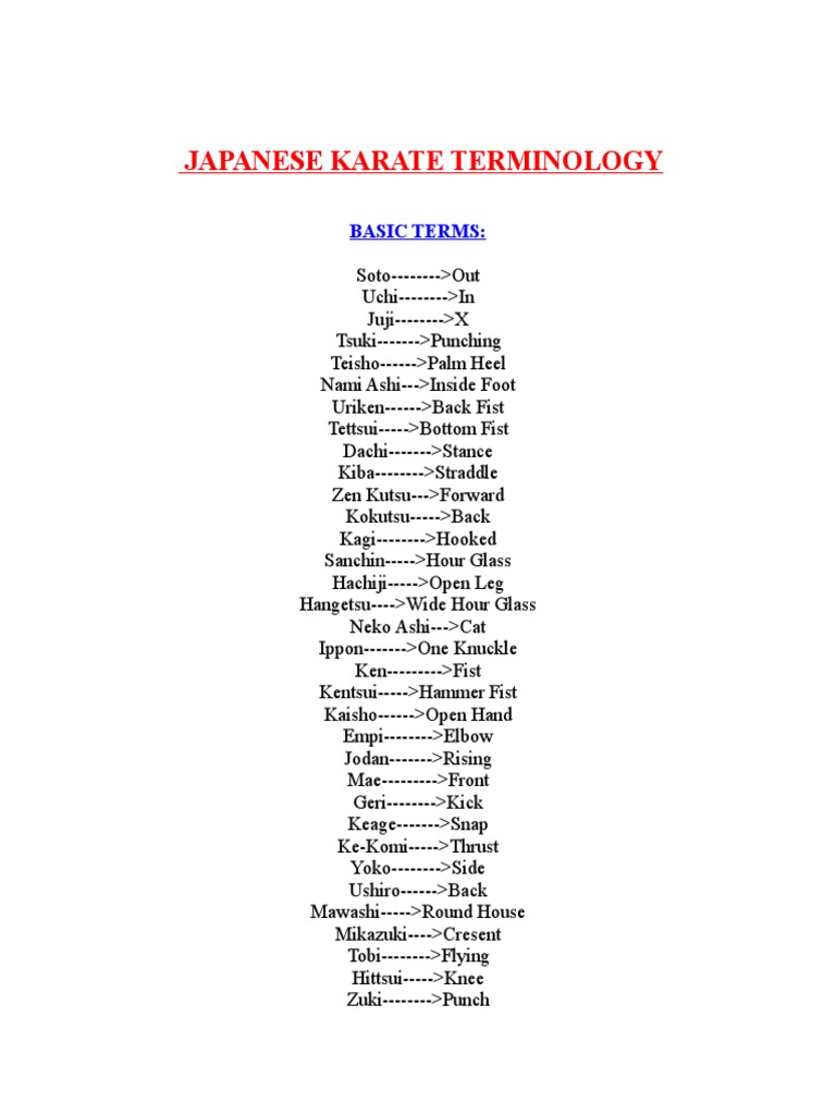 Japanese Karate Terminology | Download Free PDF | Individual Sports ...