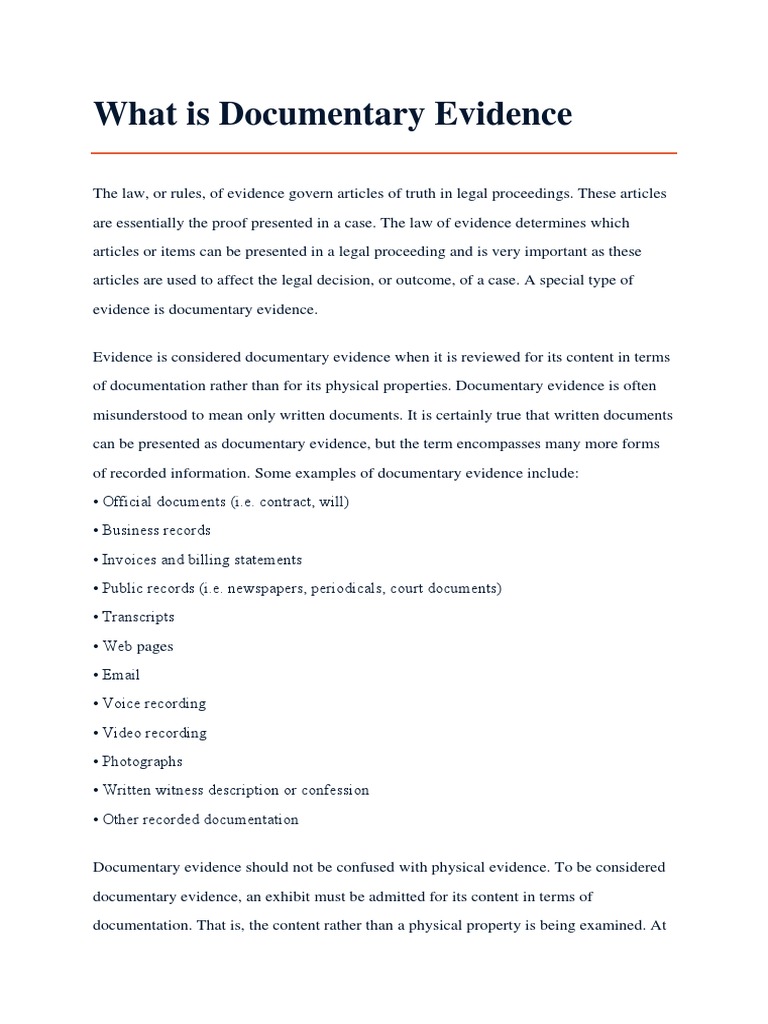 What Is Documentary Evidence | Download Free PDF | Evidence | Hearsay