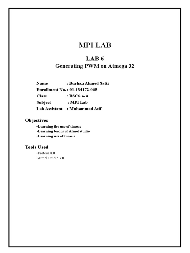 Mpi Lab: Generating PWM On Atmega 32 | PDF