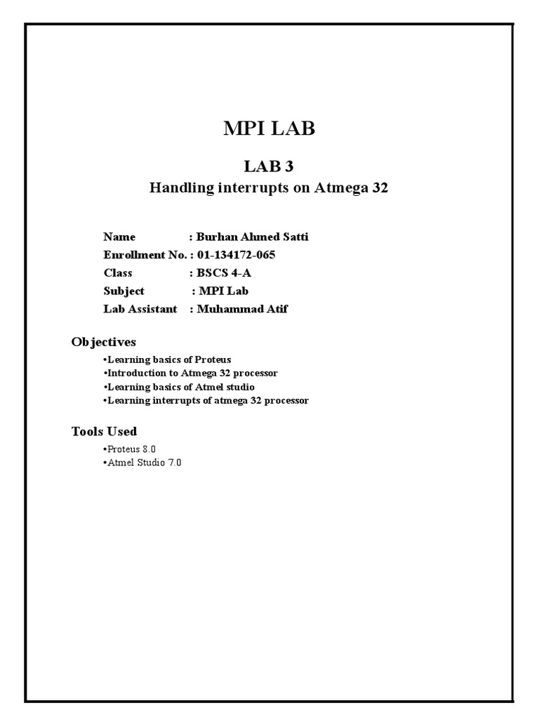 Mpi Lab: Handling Interrupts On Atmega 32 | PDF | Computers Mpi Lab: Handling Interrupts On Atmega 32 | PDF | Computers