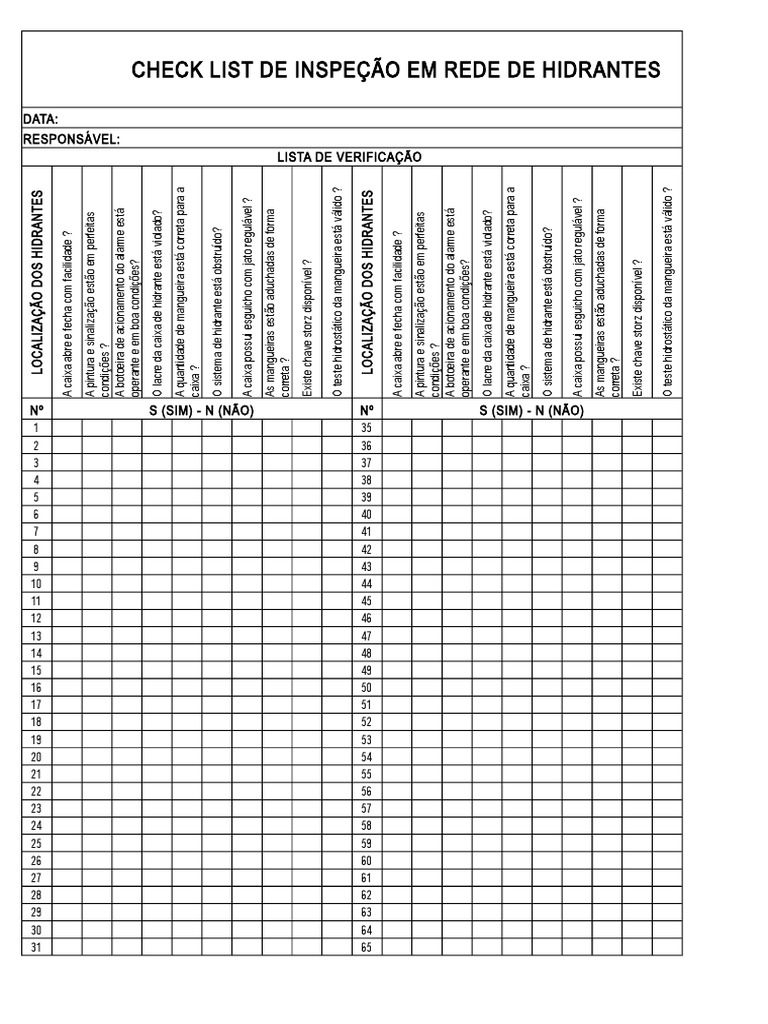 Check List de Inspeção em Hidrantes e Extintores | PDF | Esportes ...
