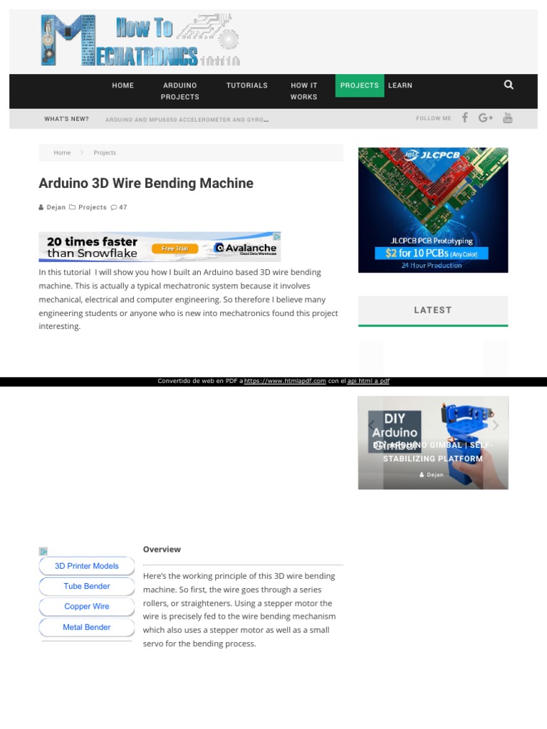 Arduino 3D Wire Bending Machine PDF | PDF | Printed Circuit Board | Screw