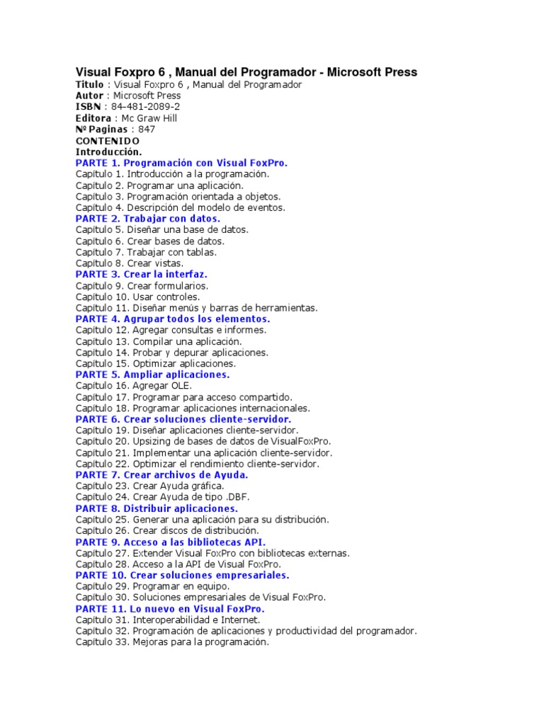 Manual Visual Foxpro 6 | PDF | Programa de computadora | Programación