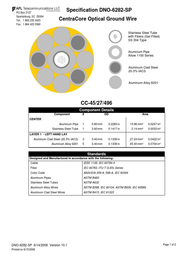 Dno-6282-OPGW 12 HILOS PDF | PDF | Optical Fiber | Pipe (Fluid Conveyance)