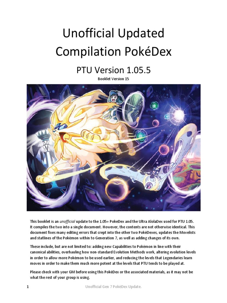 Unofficial Gen 7 Pokédex Update | PDF | Nintendo Franchises | Evolution