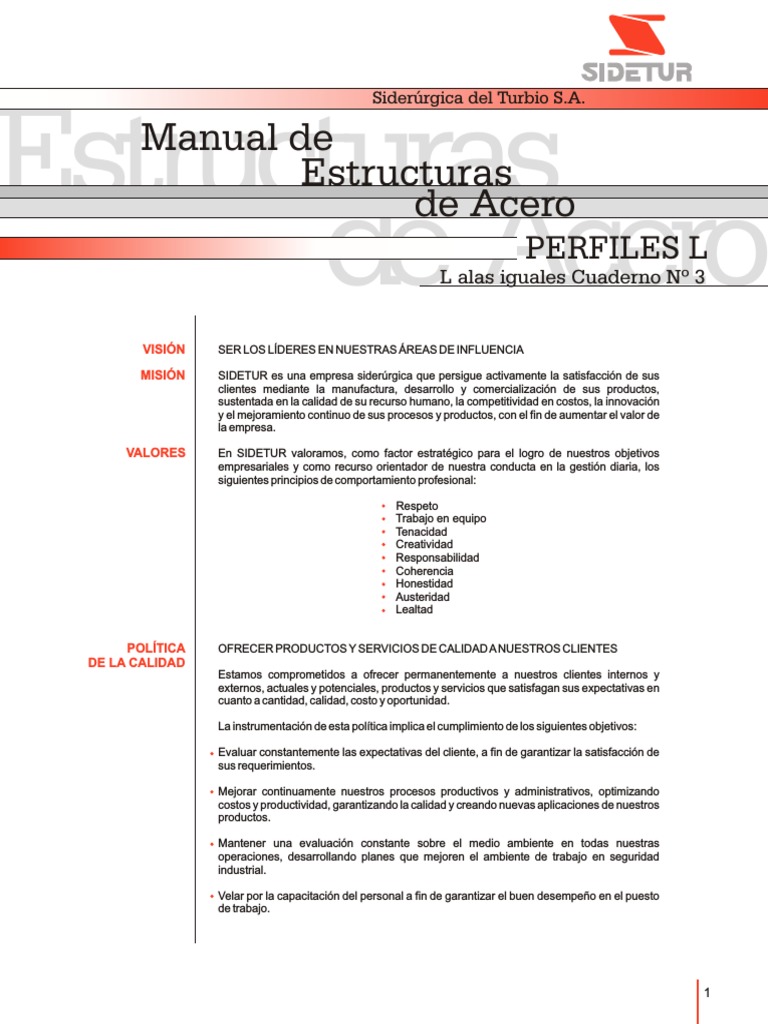 Manual de Perfiles L de Acero SIDETUR | PDF | Pandeo | Calidad (comercial)