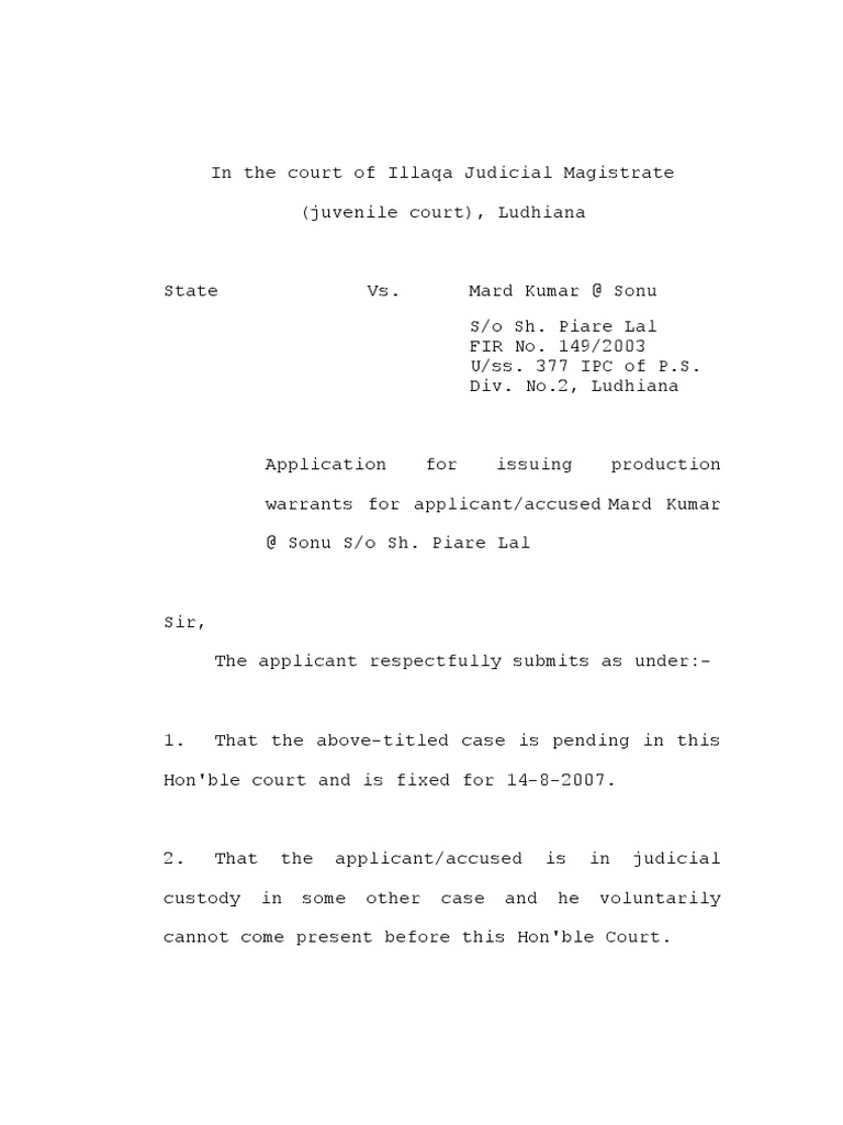 Production Warrant | PDF | Criminal Law | Law Enforcement