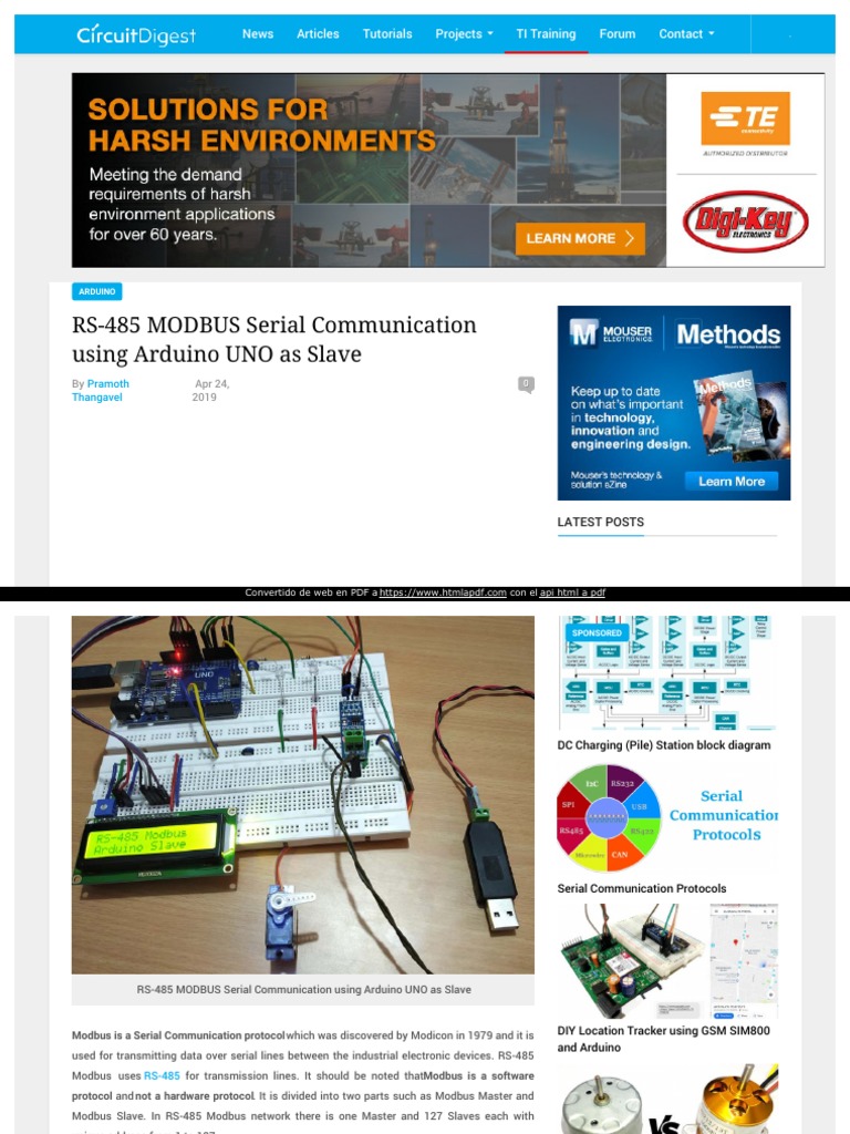 Rs485 Modbus Serial Communication Using Arduino Uno As Slave Pdf Cookie Internet Privacy