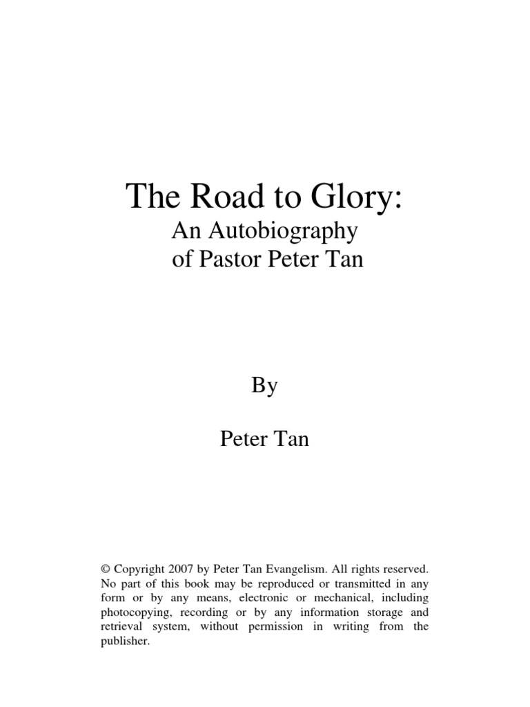 The Road To Glory - Peter Tan | PDF | Charismatic Movement | Pentecostalism