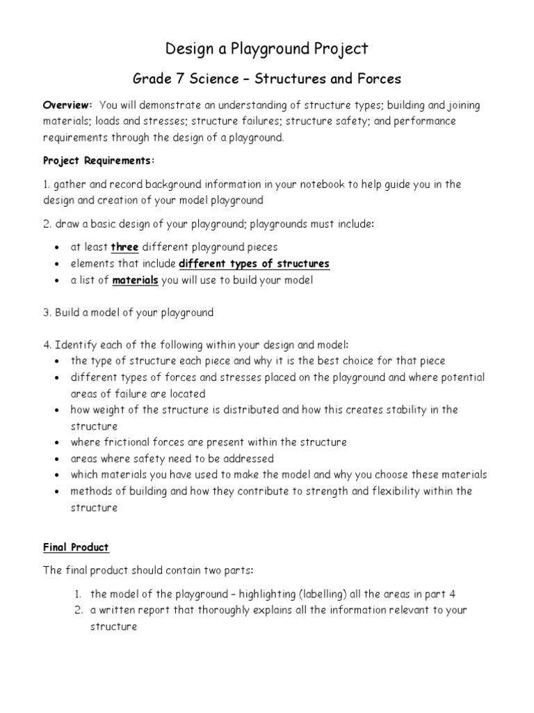 Design A Playground Project | PDF | Playground | Stress (Mechanics)