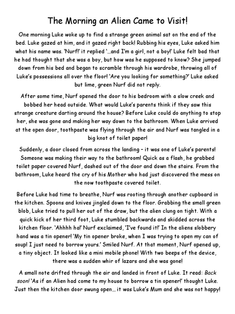 The Morning An Alien Came To Visit | PDF