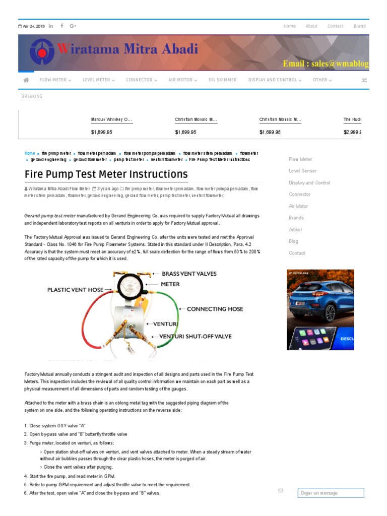 Fire Pump Test Meter Instructions - Wiratama Mitra Abadi - Industrial ...