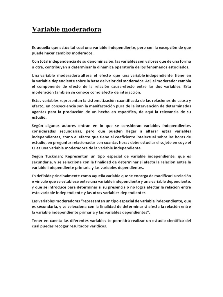 Variable Moderadora | PDF | Cociente de inteligencia | Azúcar