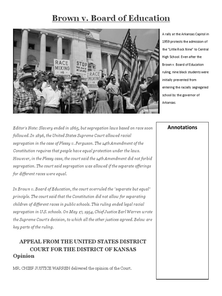 Brown V Board Education | PDF | Brown V. Board Of Education | Plessy V ...
