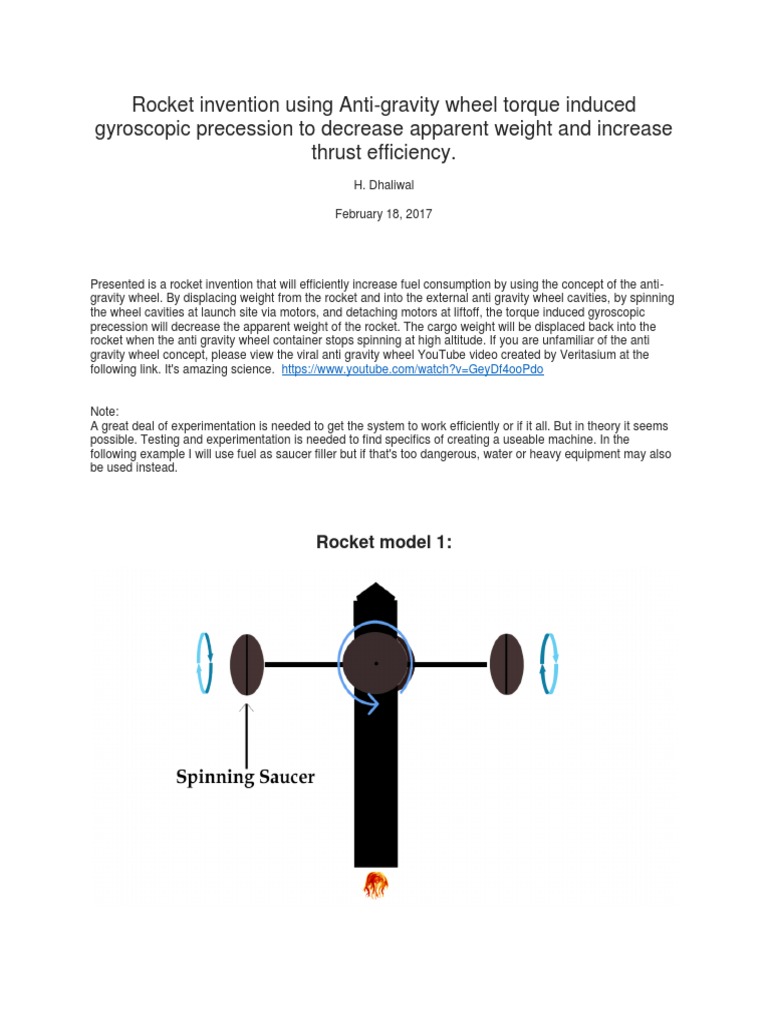 Rocket Invention Using Anti-Gravity Wheel Torque Induced Gyroscopic ...