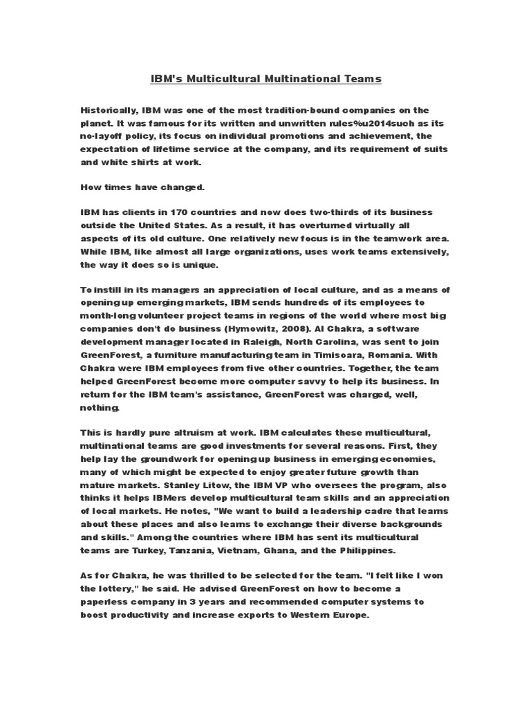 IBM's Multicultural Team Strategies | PDF | Ibm | Business