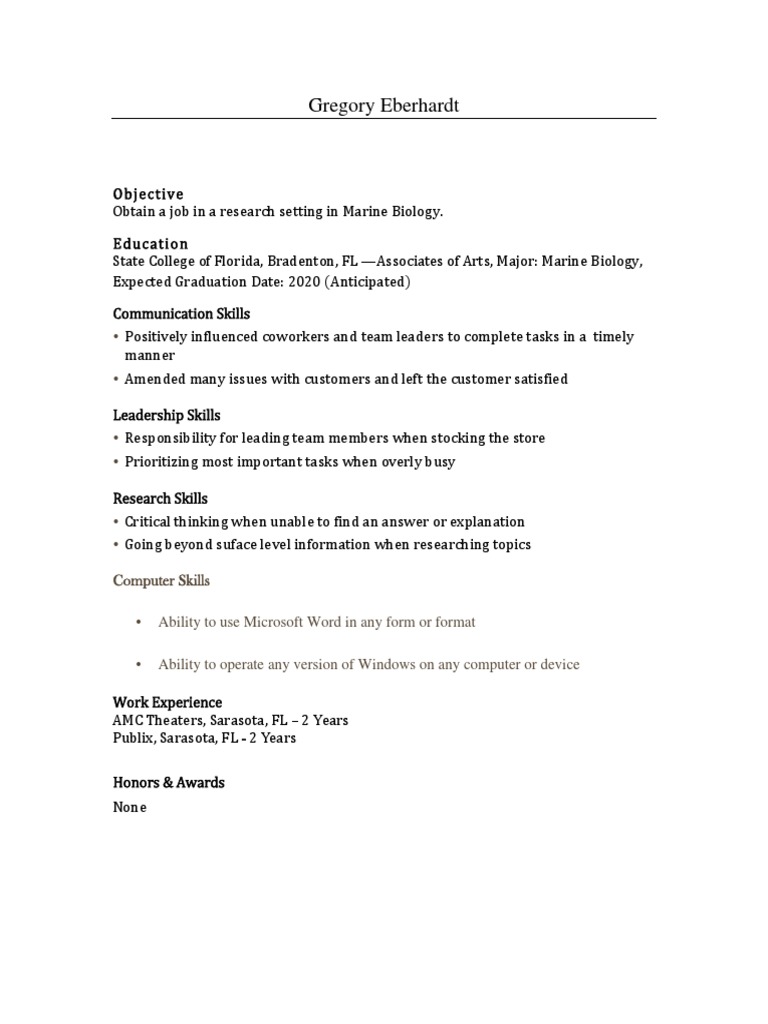 Gregory Eberhardt: Computer Skills | PDF