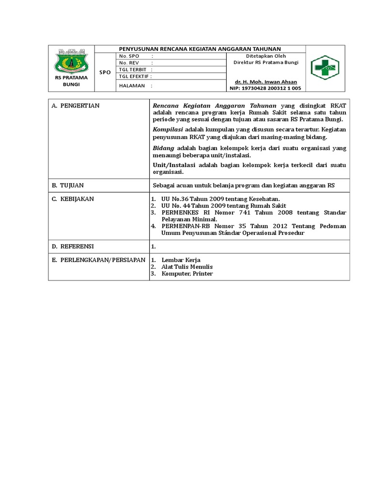 Sop Penyusunan Rkat | PDF