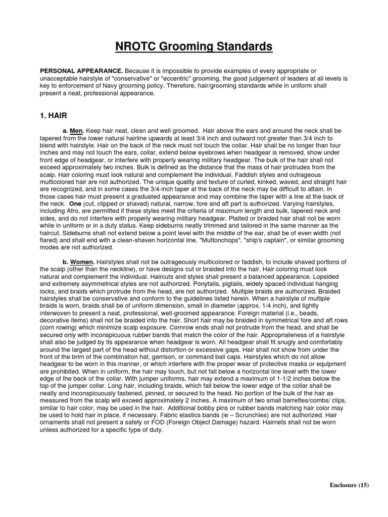 Grooming Standards - 08 | PDF | Hairstyle | Headgear