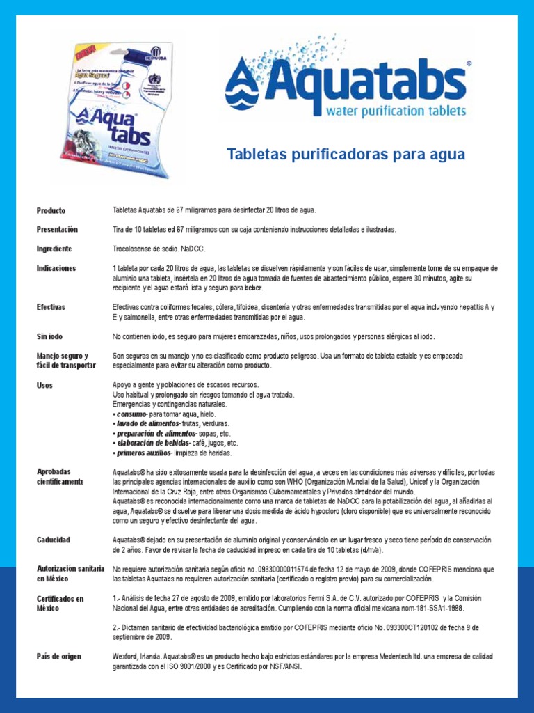 Aqua Tabs | PDF | Agua | Alimentos