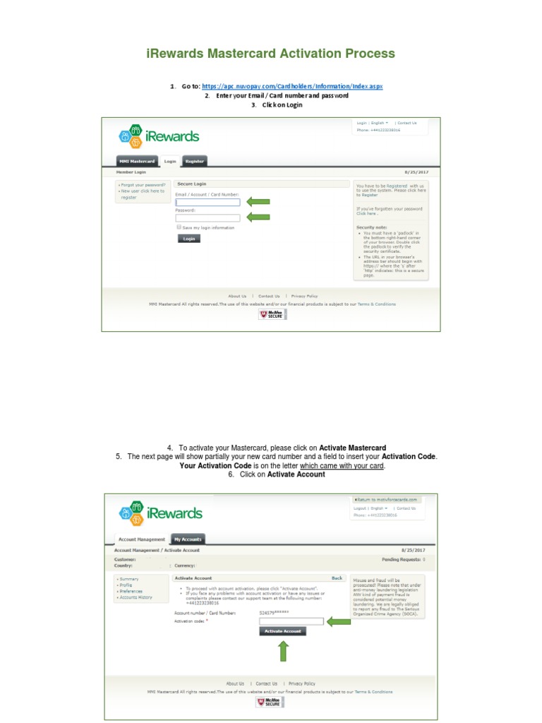 Irewards Card Activation Process | PDF | Finance & Money Management