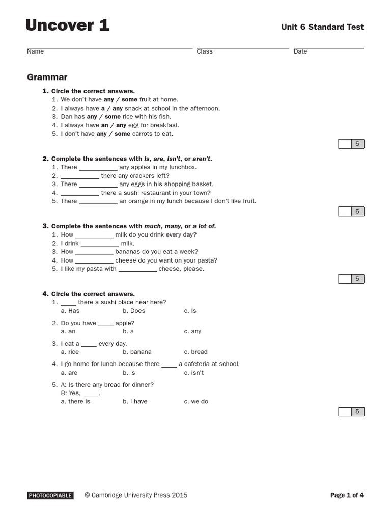 Unc TC U6 ST | PDF | Lunch | Food And Drink