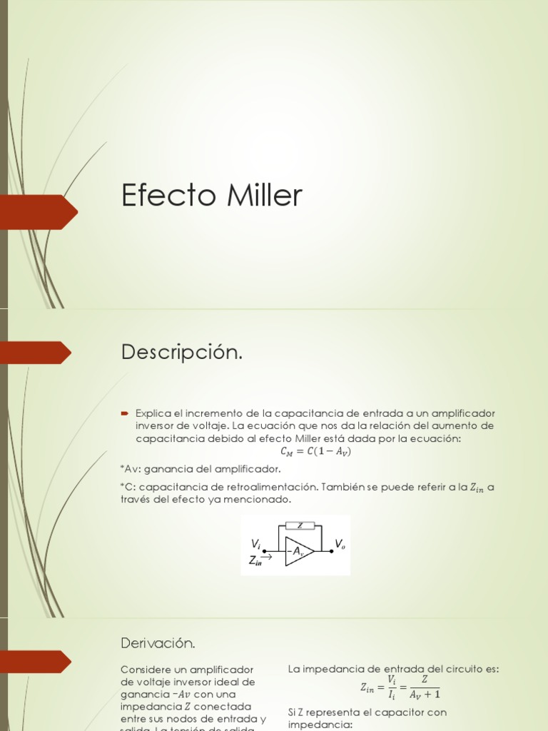 Efecto Miller en Amplificadores | PDF | Impedancia eléctrica | Condensador