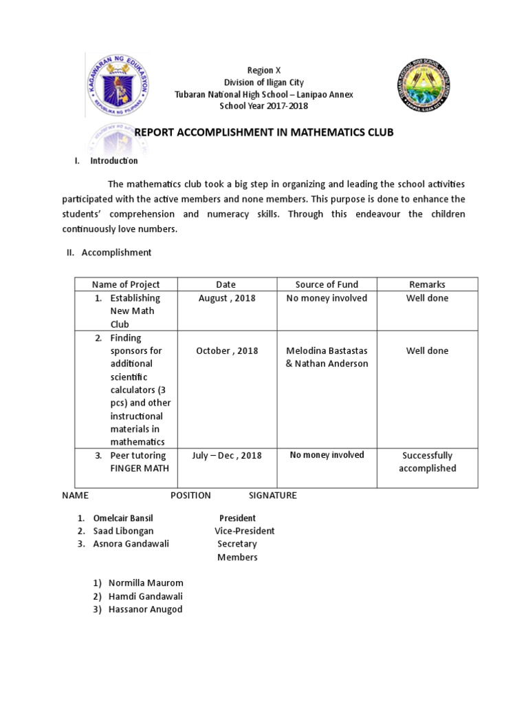 Math Club | PDF | Understanding | Teaching Mathematics