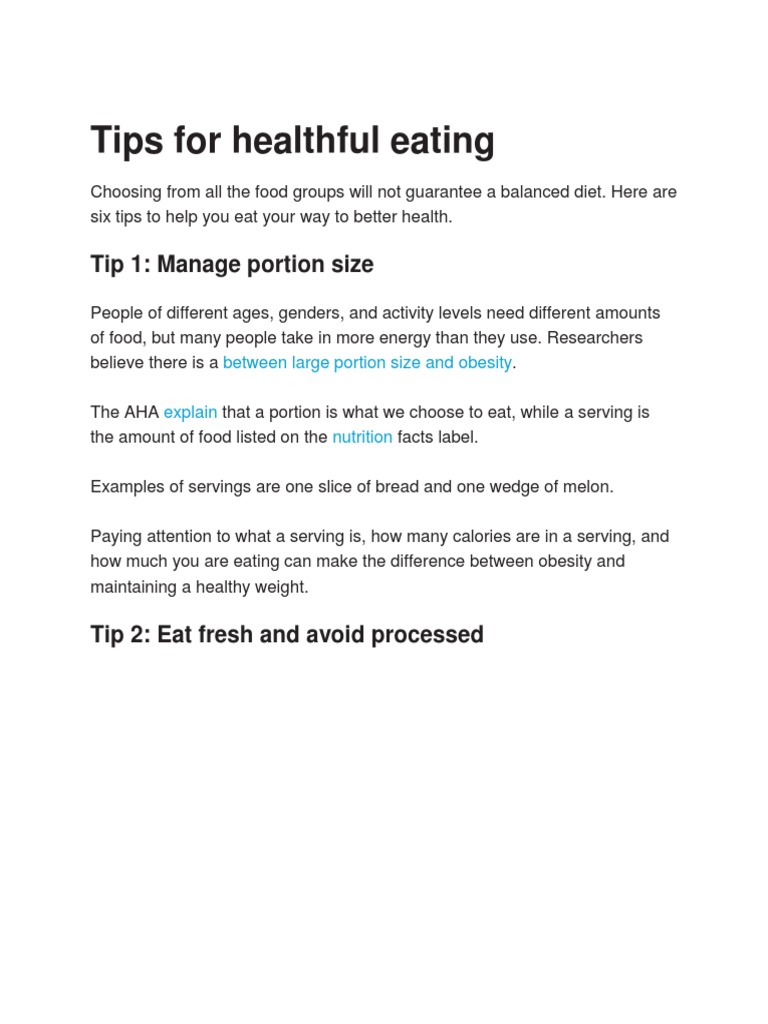 Healthy Eating Habit | PDF | Food Processing | Foods