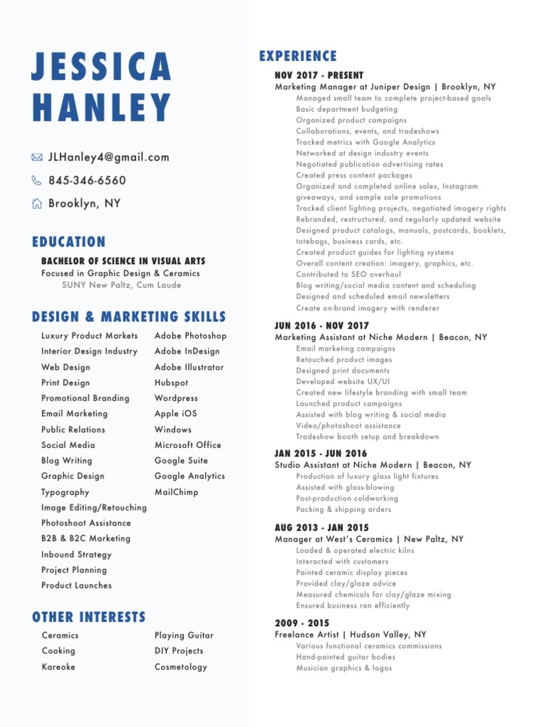 Jessica Hanley 2019 Resume | PDF | Graphic Design | Communication