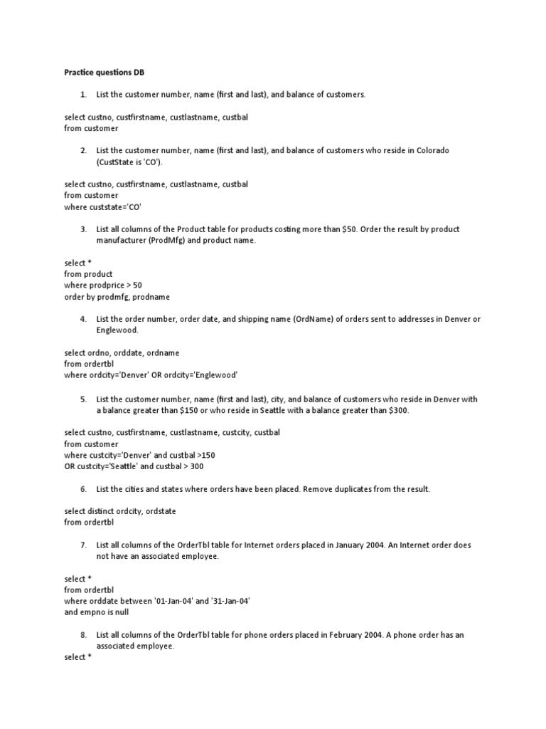 Practice Questions DB | PDF | Data Management | Data