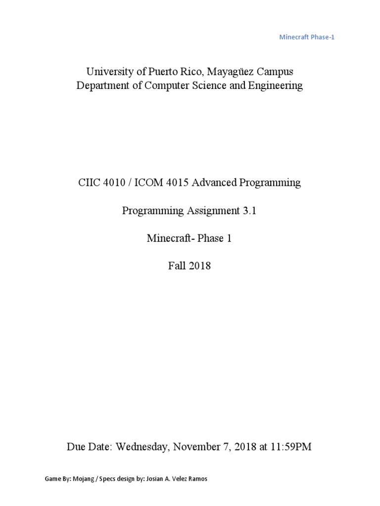 University of Puerto Rico, Mayagüez Campus Department of Computer Science and Engineering | PDF ...