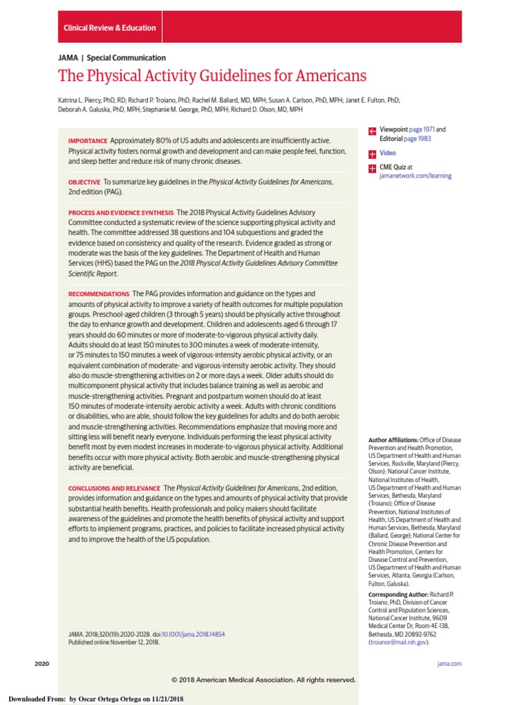 2018 The Physical Activity Guidelines For Americans | PDF | Strength ...