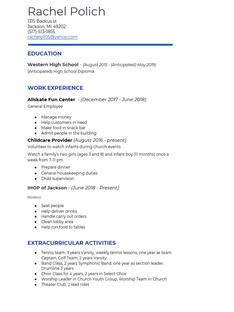 Rachel Polich: Profile Summary | PDF