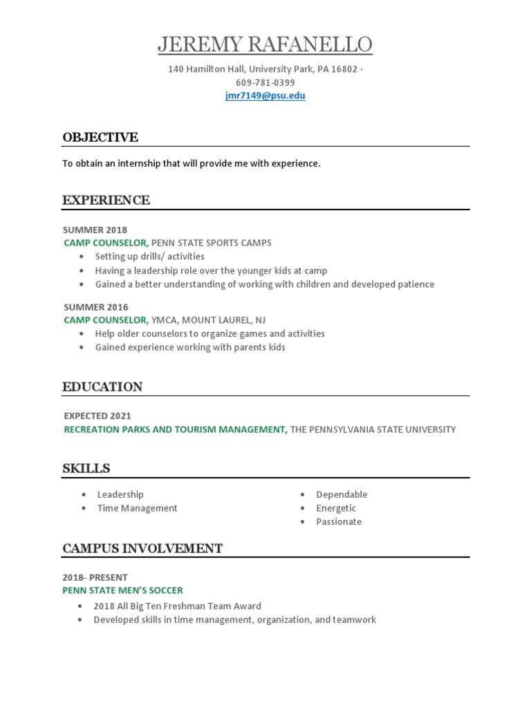 Jeremy Rafanello Resume 1 | PDF