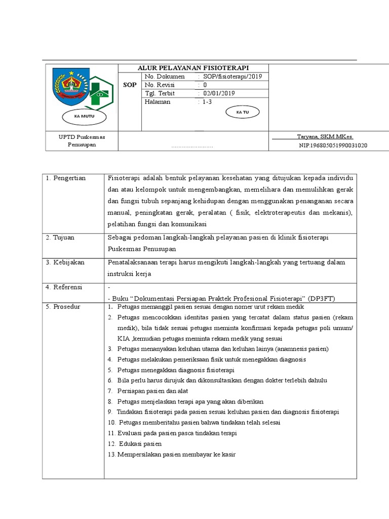 Sop Fisioterapi | PDF