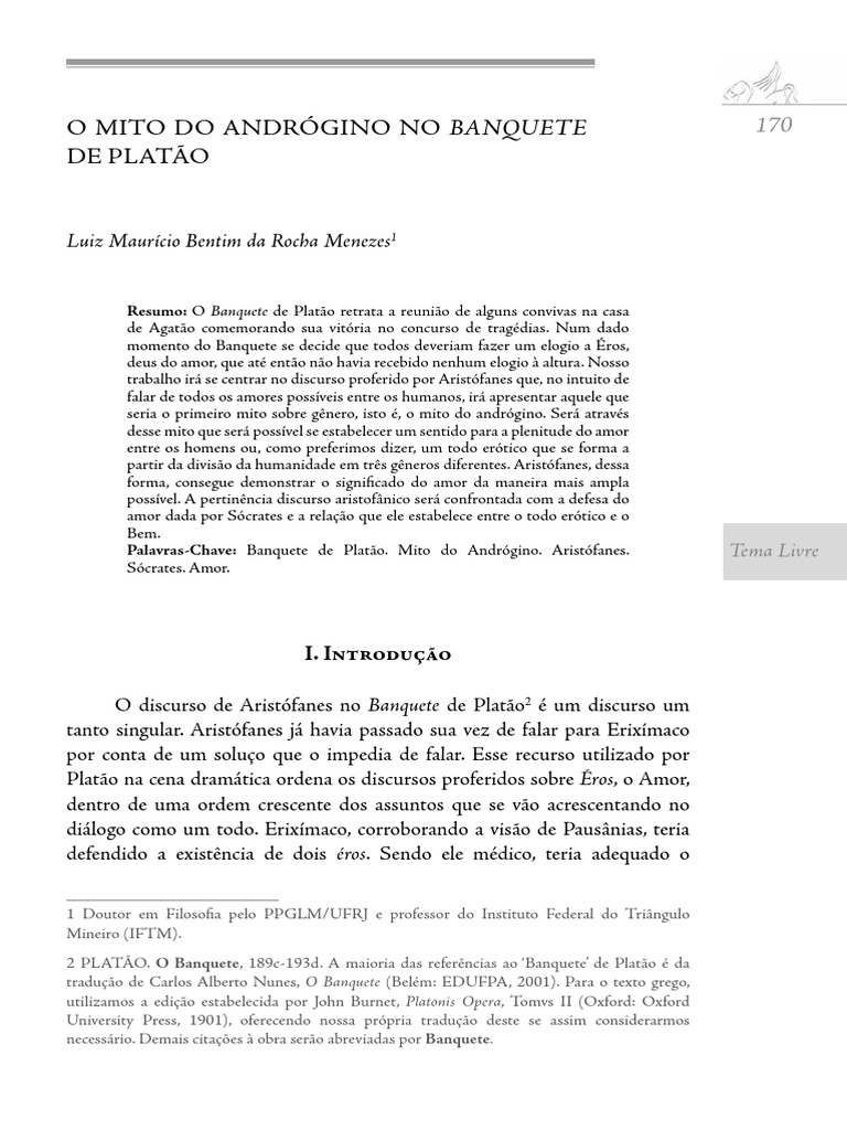 LM - O Mito Do Andrógino No Banquete de Platão PDF | PDF | Sócrates ...
