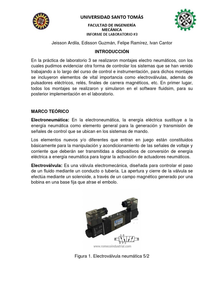 Informe de Laboratorio Electroneumatica | PDF | Inductor | Relé