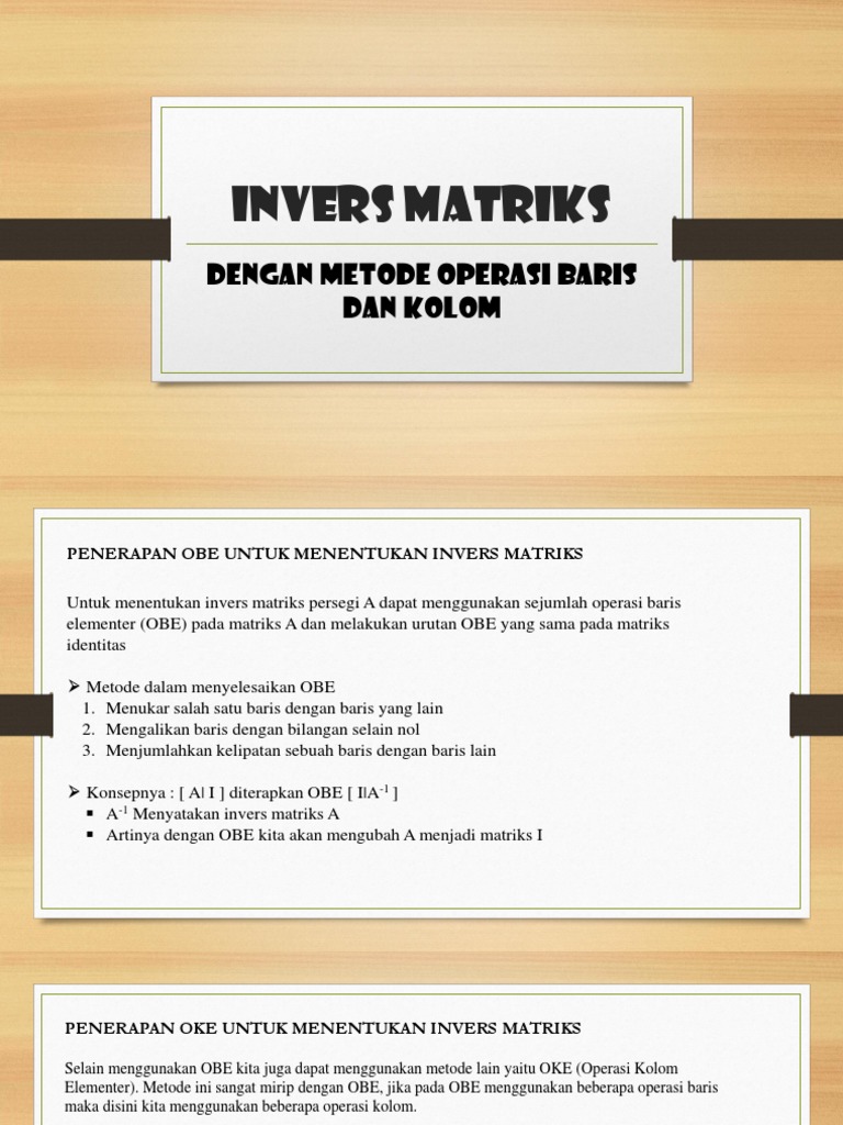 Metode OBE dan OKE untuk Invers Matriks | PDF