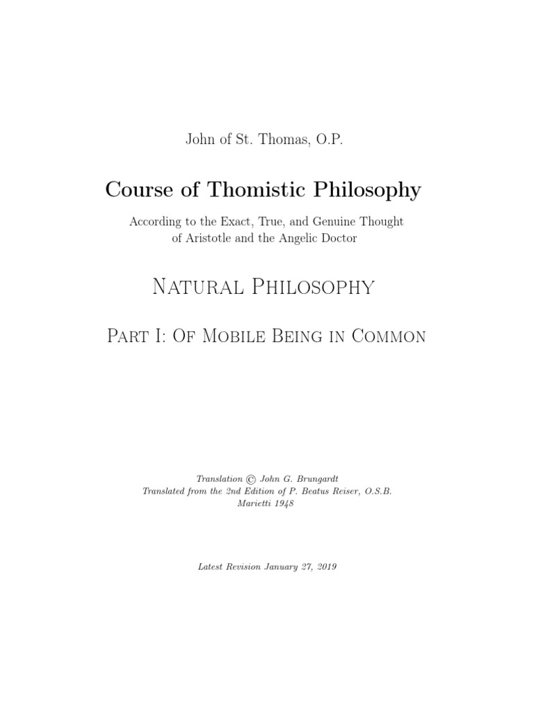 Course of Thomistic Philosophy | PDF | Metaphysics | Science