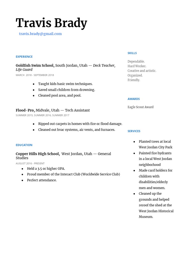 Travis Resume | PDF | Nature