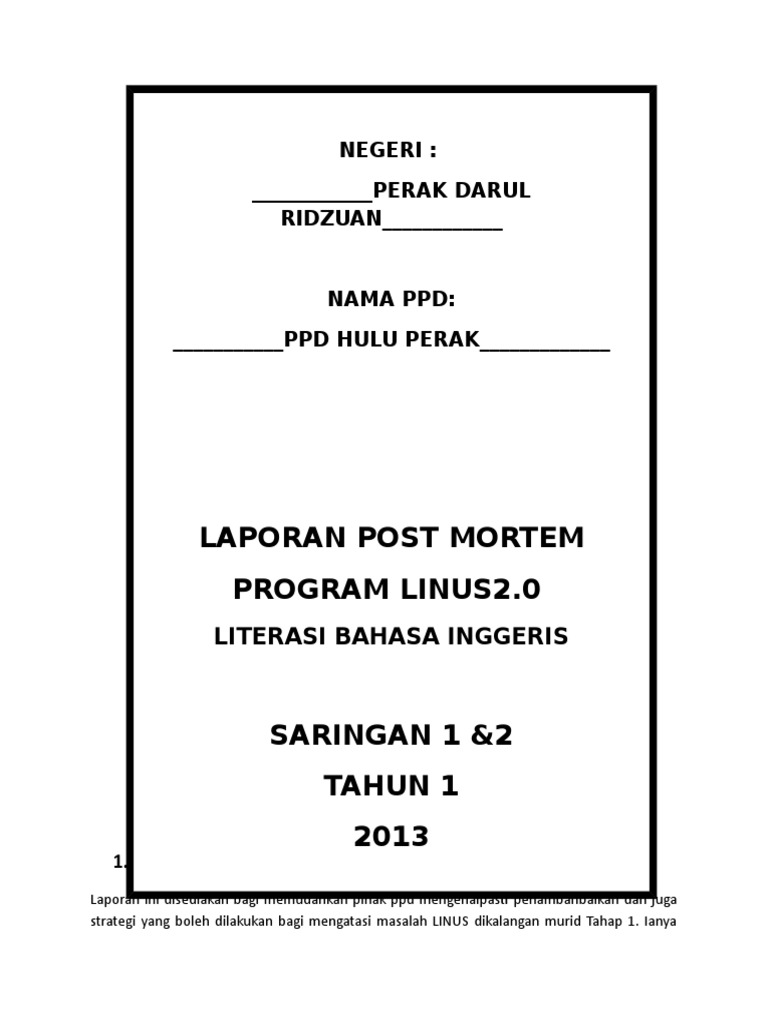Format Laporan Post Mortem | PDF