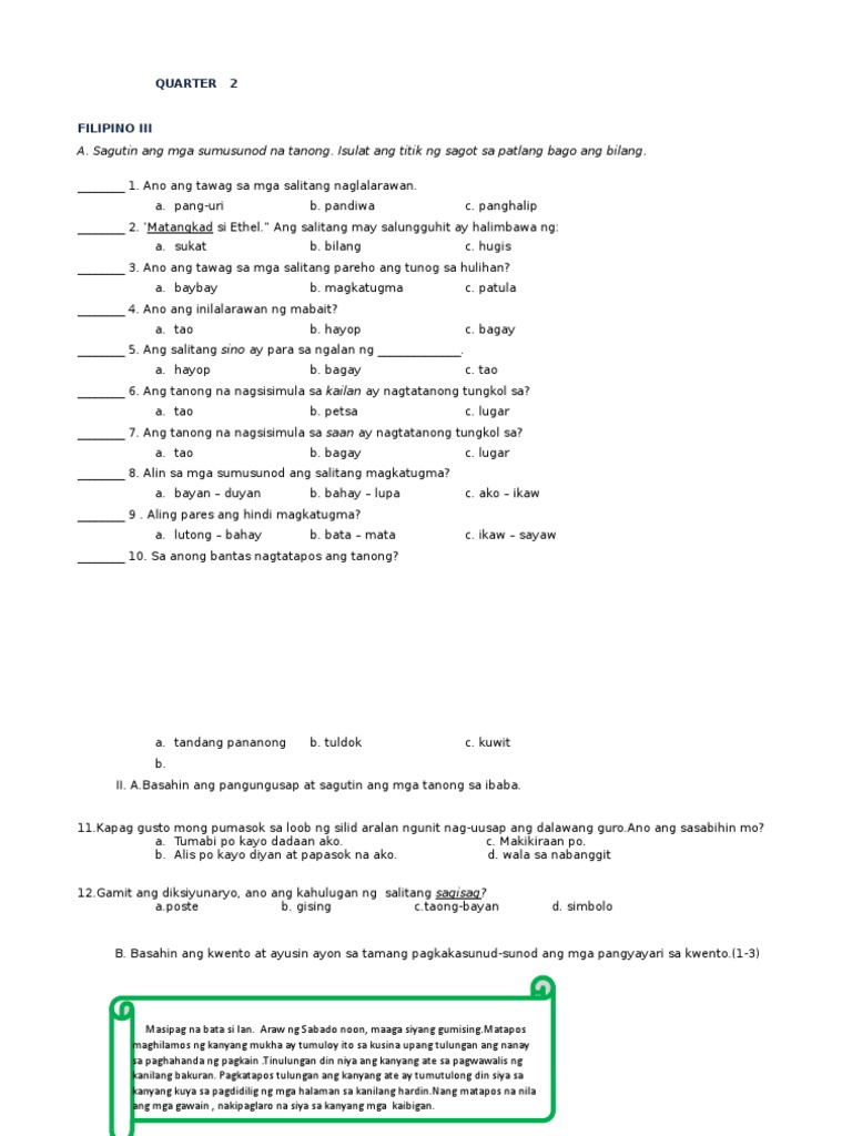Quarter 2 Filipino | PDF