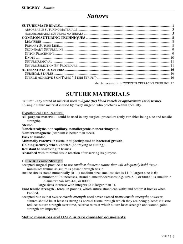 Sutures | PDF | Surgical Suture | Surgery