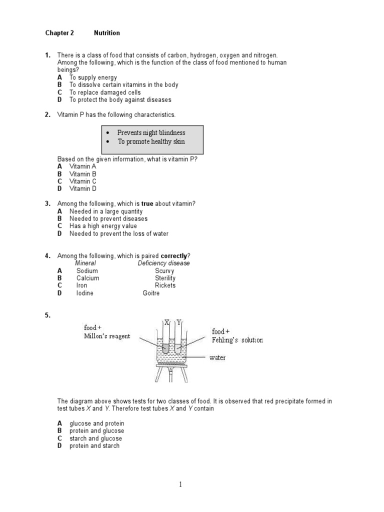 Science Form 2 Chapter 3 Nutrition | PDF | Vitamin | Digestion