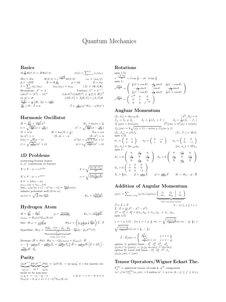 Quantum Mechanics Fundamentals | PDF
