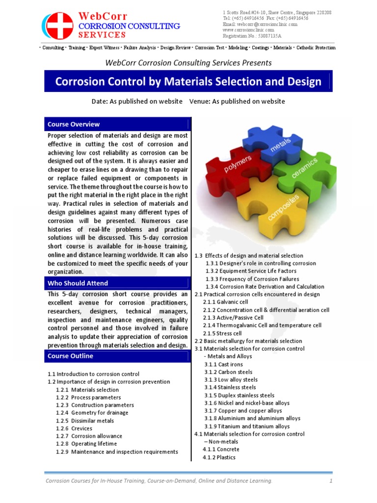 Corrosion Control by Materials Selection and Design | PDF | Corrosion ...